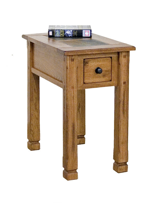 SD 3143RO2 CS Sedona Rustic Chairside Table with Slate Inlay Top